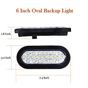 NPAUTO 6" Oval LED Trailer Lights 24 White LED Reverse Backup Lights Waterproof Trailer Stop Turn Tail Light for RV Trucks (4)