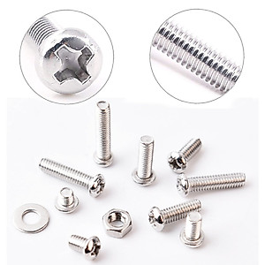 VIGRUE 810 Pcs M4 x 4/6/8/10/12/14/16/18/20 mm Screw Assortment Kit 304 Stainless Steel Machine Screws Phillips Pan Head Screws Bolts Nuts Lock Flat Washers with Storage Box