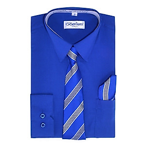 Paragon Stores Boy's Dress Shirt, Necktie, and Hanky Set - French Blue, Size 10