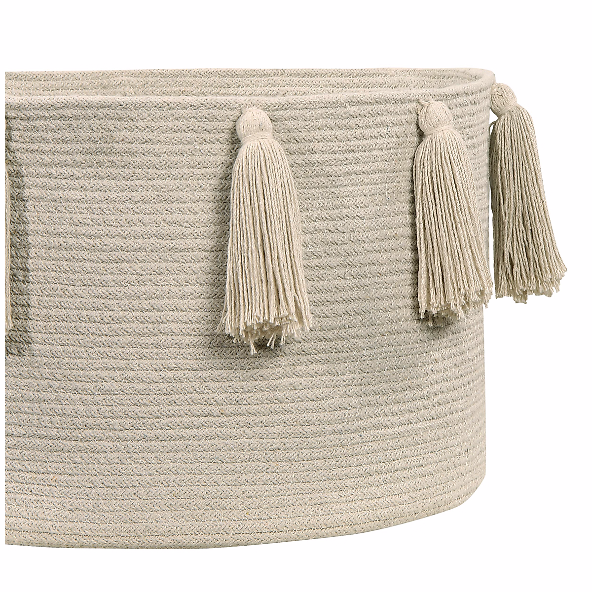 Lorena Canals - Decorative Basket for home storage, nursery, living room, play area, kids' room and much more. Handmade with 100% natural cotton and non-toxic dyes. Natural. Dimensions: 1' x Ø 1' 6''.