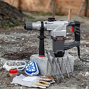 XtremepowerUS 1180W SDS-Plus Electric Rotary Hammer 1-1/4" Combination Rotary Hammer Drilling Chisels & Drill Bits Set with Case