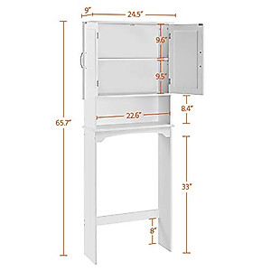 Yaheetech Over The Toilet Cabinet, Double Door Bathroom Storage Organizer, Toilet Rack with Inner Adjustable Shelf and Open Storage Shelf, White