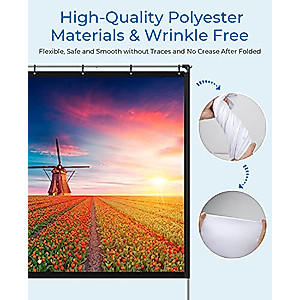 MOOKA Projector Screen with Stand-120 inch, Portable Indoor Outdoor Projector Screen Fordable, 16:9 4K HD Wrinkle-Free Outdoor Movie Screen with Carry Bag, Front Rear Video Projection Screen for Movie