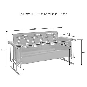 Crosley Furniture CO1023-TU Bates Retro Metal Outdoor Sofa Glider, Turquoise Gloss