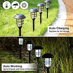 SOLPEX Solar Outdoor Lights, 8 Pack Solar Pathway Lights, Up to 10 Hrs Auto On/Off Garden Lights Waterproof, Solar Powered Landscape Lighting for Yard, Garden, Walkway-(Cold White)