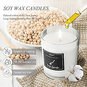 AROMART Scented Candle Set 3 Pack Long Lasting Natural Soy Candles for Home Scented with 8% Essential Oil for Stress Relief Peony, Jasmine, Lavender Candle Aromatherapy Gifts for Women (4.5Oz Each)