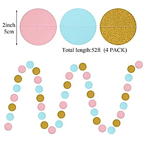 Blue Pink Gold Party-Decorations Gender-Reveal - 52Ft Paper Streamers Garland Hanging Decor Birthday Banner Ideas Event Party Supplies