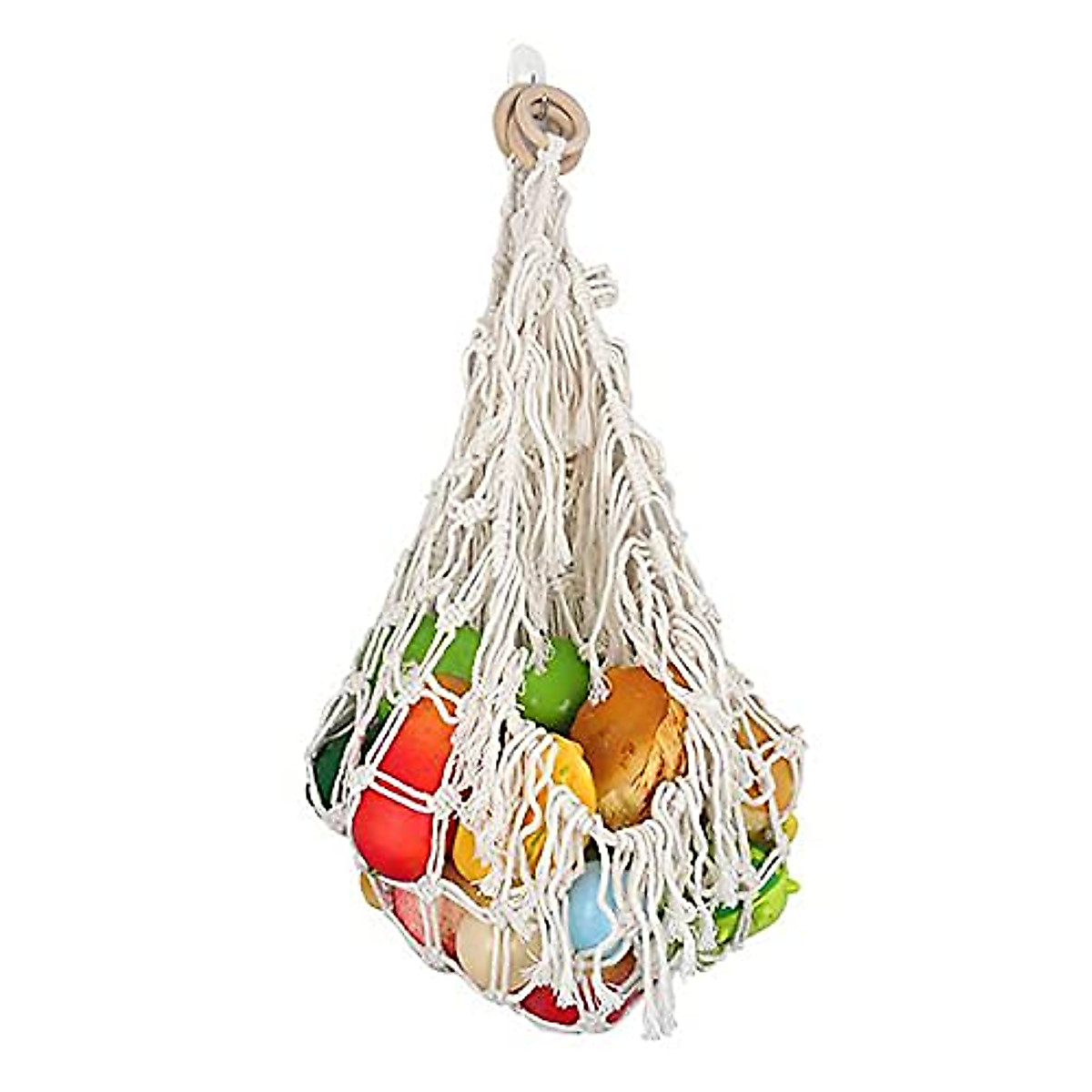 Storage Hammock Stuffed Toy Organizer, Plush Animals Fruit Vegetable Holder, Boho Wall Sling Corner Cotton Rope Hand-woven Mesh Net Bag, Stuff Display Easily (Medium)