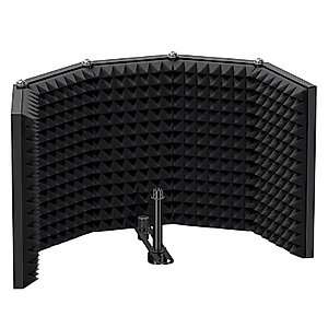 Aokeo Microphone Isolation Shield, Foldable Mic Shield with Triple Sound Insulation, Reflection Filter with 3/8" and 5/8" Mic Threaded Mount for Recording Studio, Podcasts, Singing, and Broadcasting