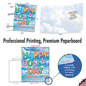 The Best Card Company - 1 Big Thank You Card from Group (8.5 x 11 Inch) - Gratitude Greeting from All of Us - Inflated Messages J5651ZBOG-US