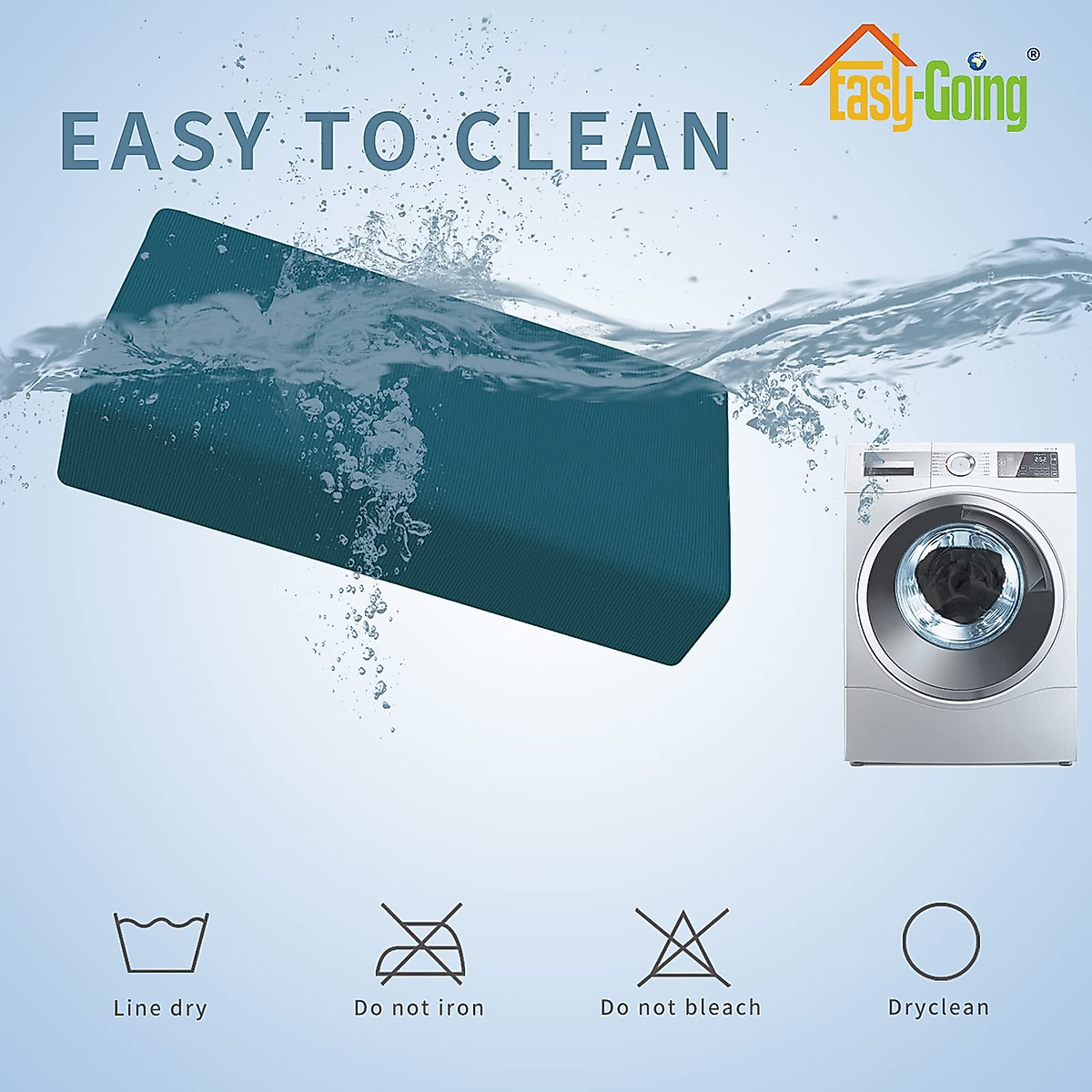 Easy-Going Stretch Ottoman Cover Folding Storage Stool Furniture Protector Soft Rectangle Slipcover with Elastic Bottom (Ottoman XX-Large, Peacock Blue)