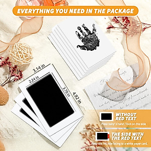 Baby Footprint Handprint Kit Clean Touch Ink Pad, 3 Pcs Pet Dog Paw Stamp Pad Print Kit, Safe Newborn Inkless Infant Hand and Footprint Ornament Kit, Doesn’t Touch Skin, Impression Memory Gift, Black