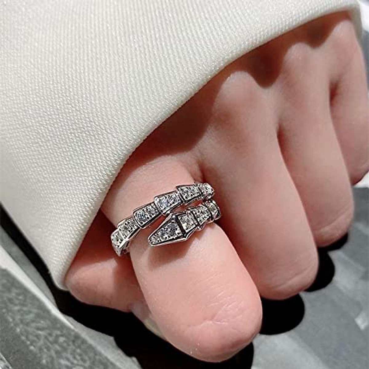 GEVOLCM Au750 Alloy Ring, Diamond Set Alloy Ring, Unique Snake Diamond Ring, Best Gift