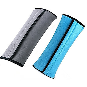 Auto Seat Belt Pillow Car Safety Belt Protect,Shoulder Pad,Adjust Vehicle Seat Belt Cushion for Children,Kids Seatbelt Pillow 2 Packs (Gray,Blue)