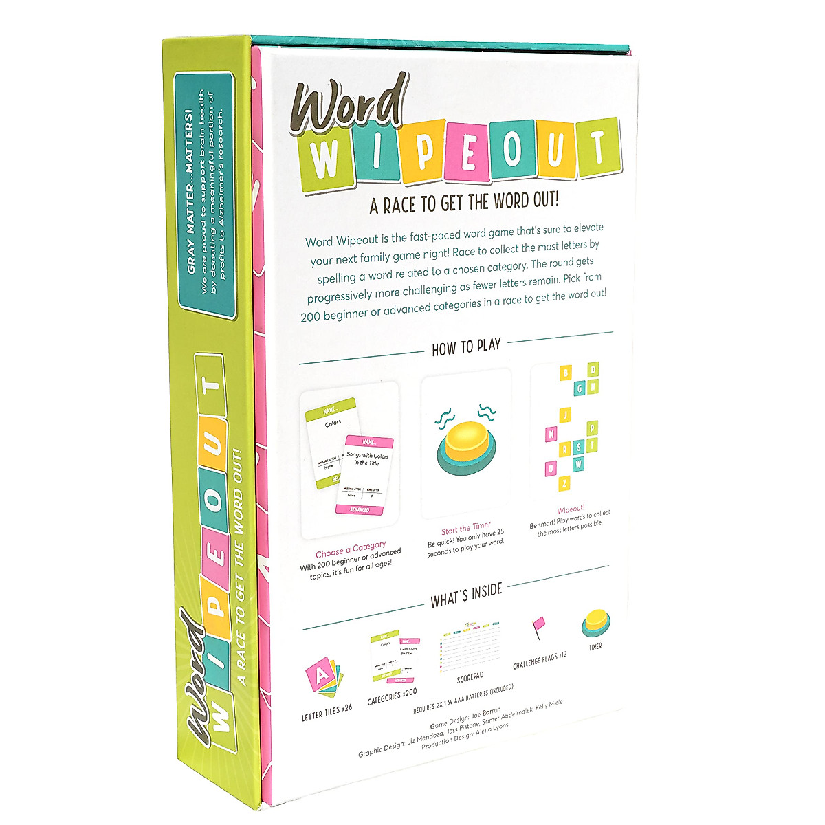 Gray Matters Games Word Wipeout: Easy to Learn Family Games for 2 to 6 Players | Fast-Paced Spelling Word Game for Family Game Nights | Fun Game for Adults & Kids 8 Years and up