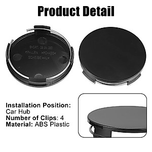 X AUTOHAUX 4 Pcs Universal 65mm Dia 4 Clips Wheel Tyre Center Hub Caps Cover Black for Auto Vehicle