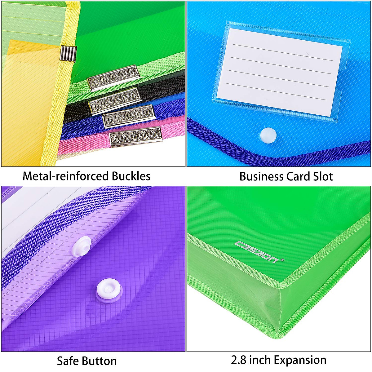 7 Pack B4 Plastic File Folders Waterproof Transparent Expandable File Folder - Purple&Pink&Yellow&Green&White&Blue&Black