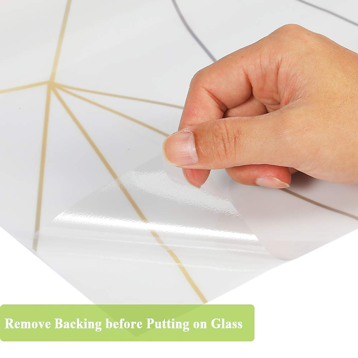 Privacy Window Film White Irregular Geometry, Non-Adhesive Glass Door Film Static Cling Window Covering Paper, UV Rejection/Heat Control/Easy Removable for Home Office Decoration,17.5 by 78.7In.