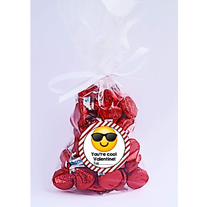 Cool Emoji with Sunglasses Valentine Party Favor Sticker Labels, 40 2" Party Circle Stickers by AmandaCreation, Great for Classroom Valentines, Envelope Seals, Gifts & Treats