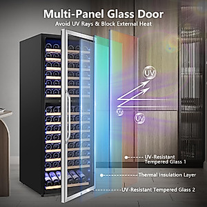 Velivi Wine Fridge Freestanding Dual Temperature Zone, Wine Cooler Refrigerator for 154 Bottles, 24 Inch Wide Large Wine Cooler with Professional Temperature Control System, Quiet Operation