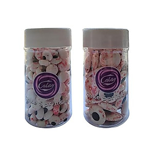 2 Bottles Candy Eyeballs Bloody Red Eyes Cake Cupcake Toppers Cookie Decorations,Two Size Mixed, Edible Dessert Sprinkles for Halloween Christmas Cake Cupcakes Decoration