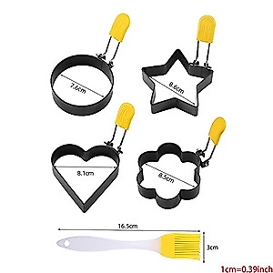 Egg Ring, 4 Pack Stainless Steel Egg Ring With Non Stick Metal Shaper Circles for Fried Egg McMuffin Sandwiches, Egg Maker