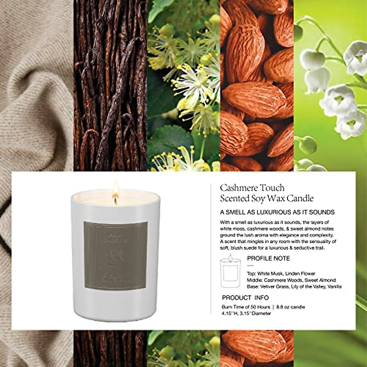 ESNA HOME Leblanc Cashmere Touch Luxury Aromatherapy Scented Candles | Essential Oils All Natural Soy Candles Mother’s Day Ideas Love | 8.8oz 50 Hours Clean Burning | Votive Candle with Premium Box