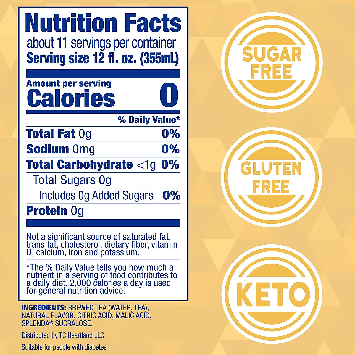 SPLENDA Premium Sweet Tea On Tap, 1 Gallon Bag In Box Ready to Drink Liquid, White Peach Green Tea, 128 Fl Oz