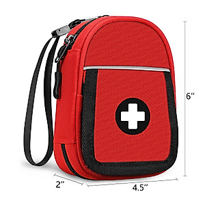 SITHON Insulated Medicine Carrying Case Bag - Small Travel Medication Organizer Emergency Medical Pouch Holds Auvi Q, Nasal Spray, Allergy Meds, Asthma Inhaler Case, Red