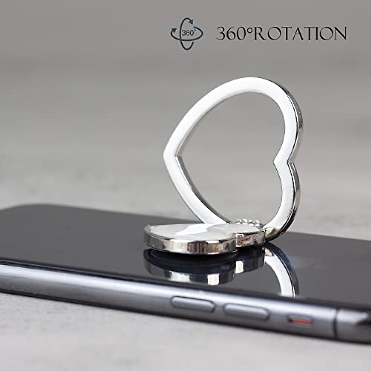 [2 Packs] Heart-Shaped Gemstones Glitter Bling Bling Phone Ring Holder, Sparkle Phone Ring Grip Artificial Diamond Stand,Rhinestone Cell Finger Ring for Phones,Pad