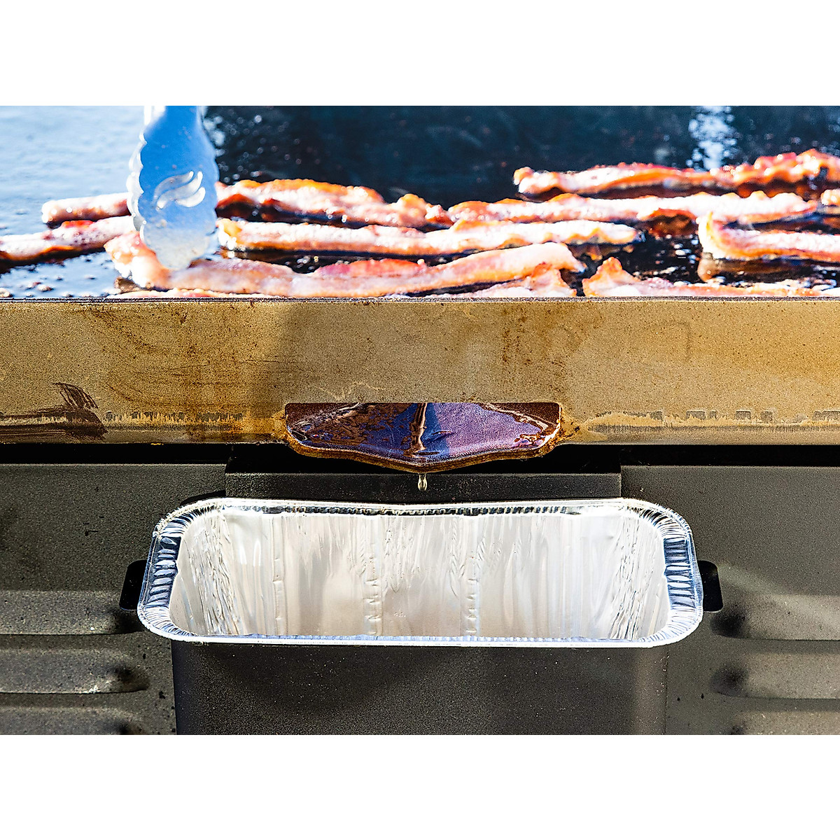 Blackstone 1883 Gas Hood & Side Shelves Heavy Duty Flat Top Griddle Grill Station 28 inch Black & 5017 Grease Cup Liners for Rear Grease Griddles - 10-Pack