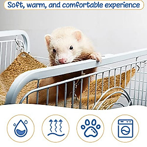 RAYFARMO Ferret Rat Hammock,Guinea Pig Hammock for Cage with Soft Plush,Cage Accessories for Ferret,Rat,Guinea Pig,Chinchilla,Mice,Small Animal Pet Sleep Hanging Bed