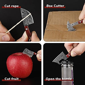 Liberal Brightdeer Mini Knife Set, Mini Pocket Knife Set, Tiny Knife Chef Keychain with Sheath for Package Opener Box Cutter Letter Opener-4pcs