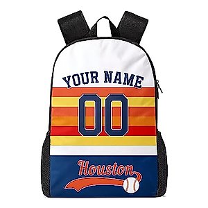 Houston Custom Backpack High Capacity,Laptop Bag Travel Bag,Add Personalized Name And Number，Gifts For Baseball Fans