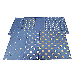 Fat Quarter Gold Foil Denim Fabric Pre-Cut Quilting Assortments, Craft Cloth Bundle Squares Rose Flavor(17.5 by 20.5Inch)