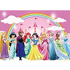 Princess Rainbow Backdrop Dreammy Pink Castle Shining Photography Background Girl Children Baby Shower Birthday Party Decoration Photo Studio Booth Props 7x5FT