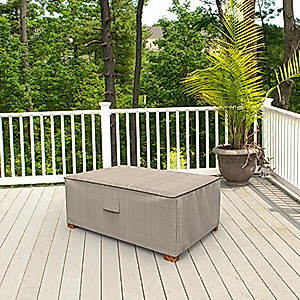 Budge P4W01PM1 English Garden Patio Ottoman Cover Heavy Duty and Waterproof, 18" High x 33" Wide x 25" Long, Two-Tone Tan