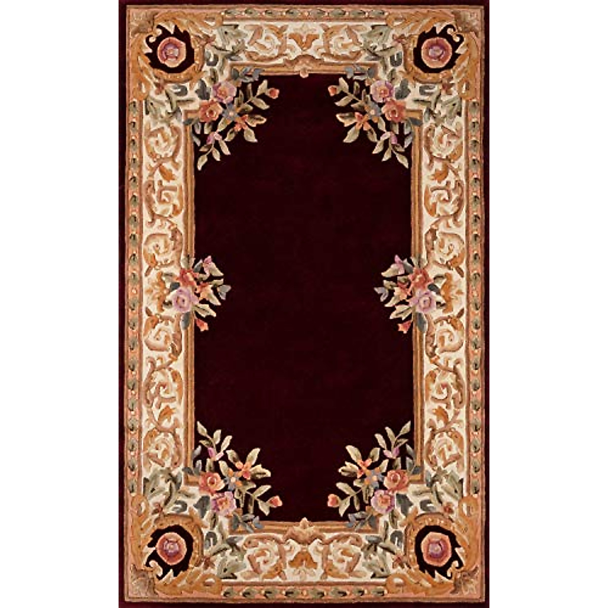 Momeni Harmony India Wool Hand Tufted Traditional Burgundy Area Rug 3'6"" X 5'6""" (HARM2HAI-7BUR3656)