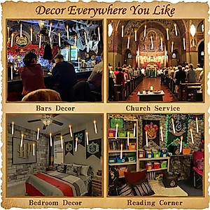 Palmatte 10 Packs Halloween Decorations Floating Candles with Wand Remote 6.1" Battery Operated Flameless Candles LED Warm Lights Christmas Gifts Home Room Decor Halloween Party Decorations Indoor