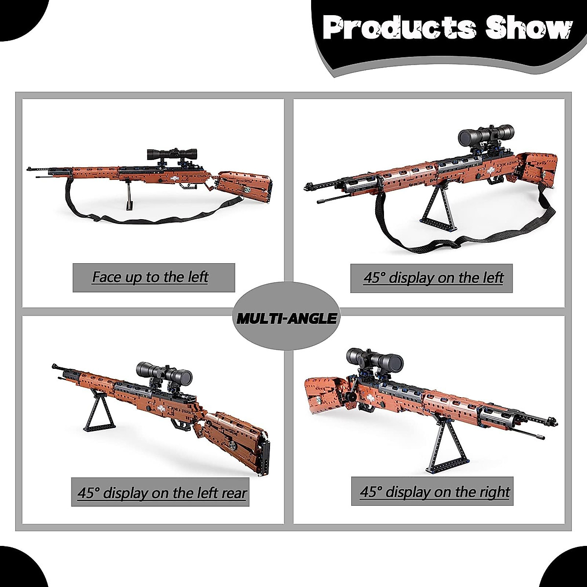 Seyaom DIY Building Blocks Model Toy, Simulation Handheld Shooting Toy, Model Kit Building Blocks Gun, Blaster Building Bricks Model Set (98K Mauser Rifle)(653pcs)