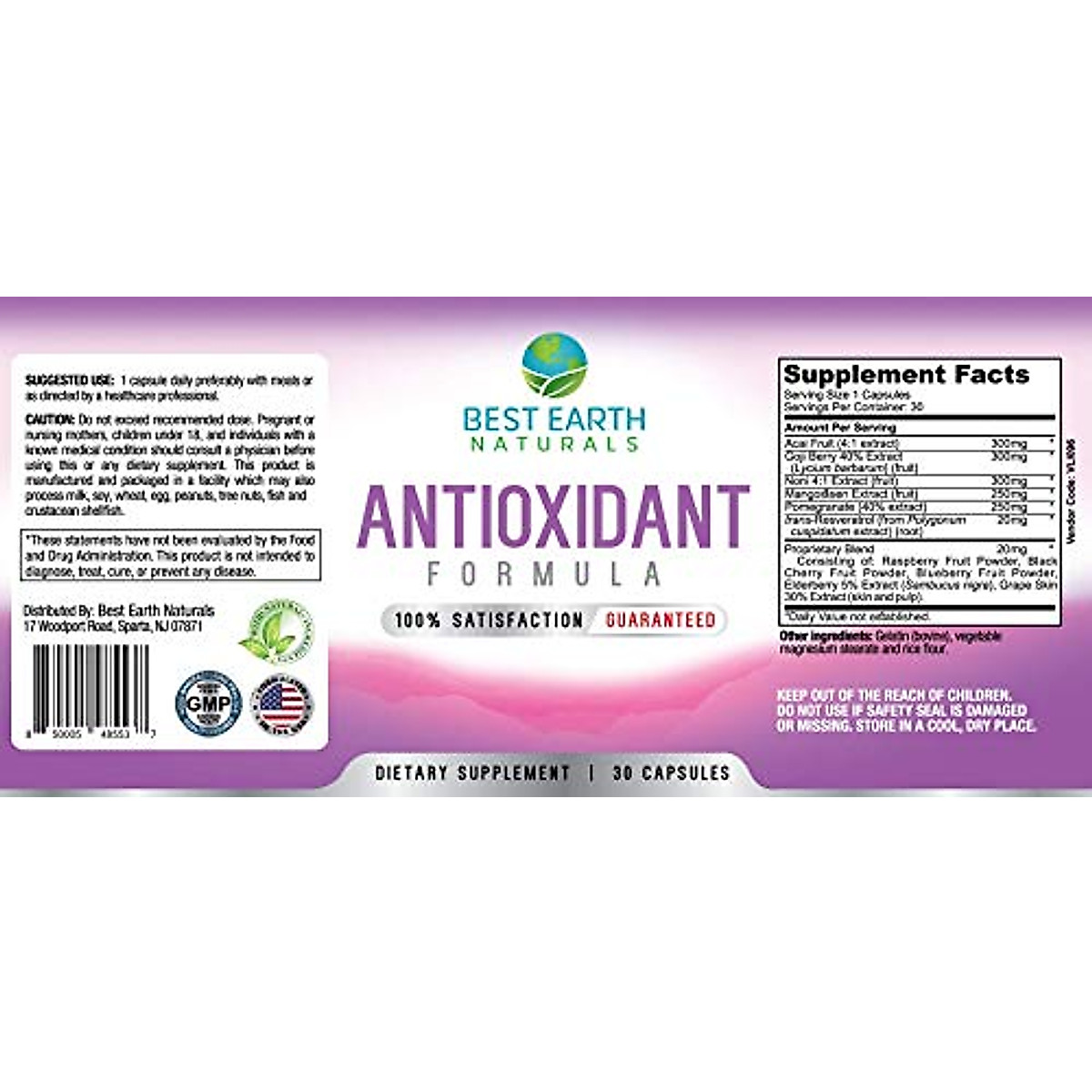 Best Earth Naturals Antioxidant Formula Antioxidant Immune Booster Vitamin Supplement