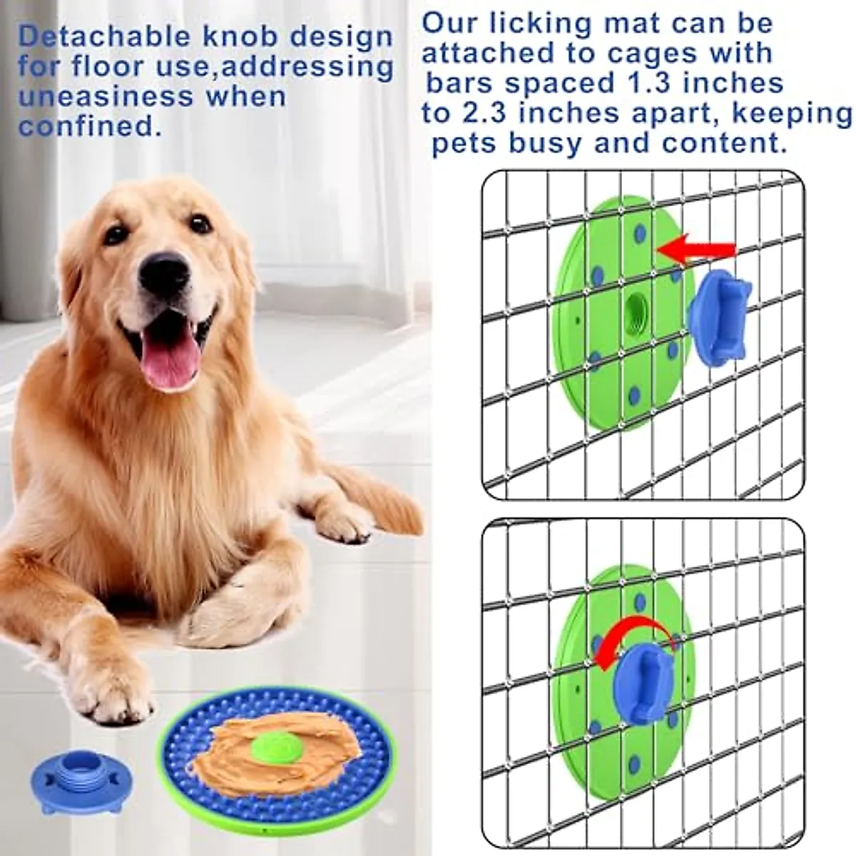 CyperGlory Interactive Licking Mat for Dog Crate, Small Medium Size Slow Feeder Pad, Boredom & Anxiety Relief, Peanut Butter & Yogurt Lick Plate, Soft & Safe Treat Dog Training Gift (6 Inch Round)