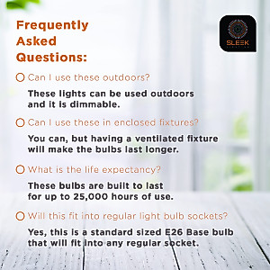 SleekLighting 8 Watt A19 LED Filament Dimmable General Purpose Household Light Bulb, Warm White 2700K, E26 Medium Base 4 PACK (A60)