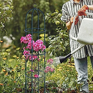 Metal Garden Obelisks Trellis for Climbing Plants Outdoor,1.85m Plastic-Coated Steel Frame Trellis Planter,for Rose Vine (Black)