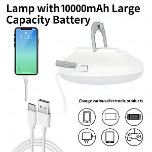 Camping Lantern LED Work Light 6500K Flashlight Portable Camping Lantern Rechargeable Light,IPX5 Waterproof,10000mAh Emergency Power Supply with Magnet(White Light)
