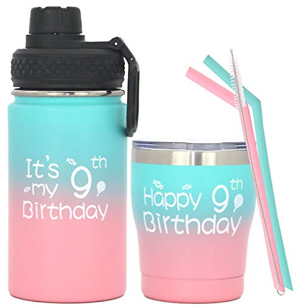 VeryMerryMakering 9th Birthday Gifts, 9th Bday Gifts, 9th Birthday Water Bottle, 9 Birthday Ideas, Birthday Gift for 9 Year Old, Kids 9 Yrs Old Gifts, Happy 9th Birthday, Its My 9th Birthday