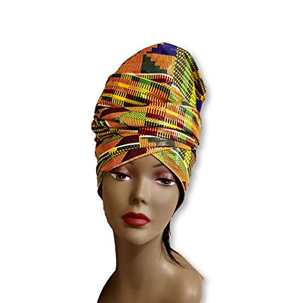 African Kente Print Fabric (6 Yards) Kente African Print Ankara Fabric for Head Wraps, Choir Stoles, African Dance Uniforms for Men Women Kids, Home Decor, Craft Project, Clothes, Kente mask face cover