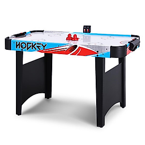 RayChee 48in Air Hockey Table for Kids and Adults, Portable Air Hockey Game Table w/LED Scoreboard, 2 Pucks, 2 Pushers, Powerful 12V Motor for Home, Game Room, Bar