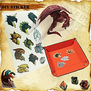 6 Sets DND Dice Polyhedral Dice Dungeons and Dragons Rolling Dice for RPG MTG Table Games Dice Bulk with Free Six Drawstring Bags and PU Leather D&D Dice Tray