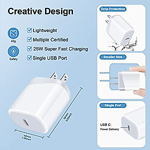 20W USB C Fast Charger Type C Charging Block for Google Pixel 7 7pro 6 6pro 6a, iPhone 14 Plus/Pro/Pro Max 13 12 11 SE, Galaxy S23 S22 S21 FE Ultra A14, Wall Plug Charger Box Brick Cube Power Adapter